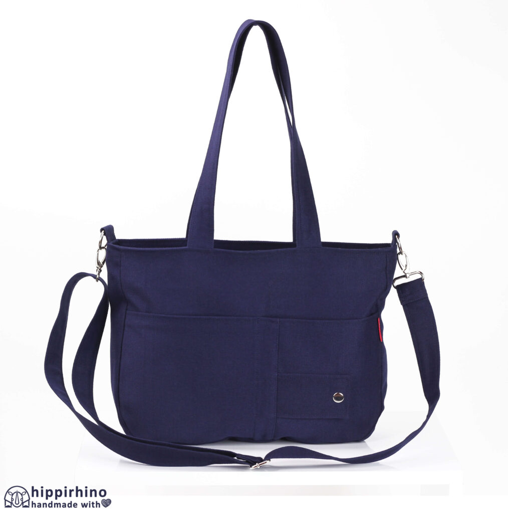 Dark Navy Blue Shoulder Canvas Bag Medium Size Handmade Fully Lined ...