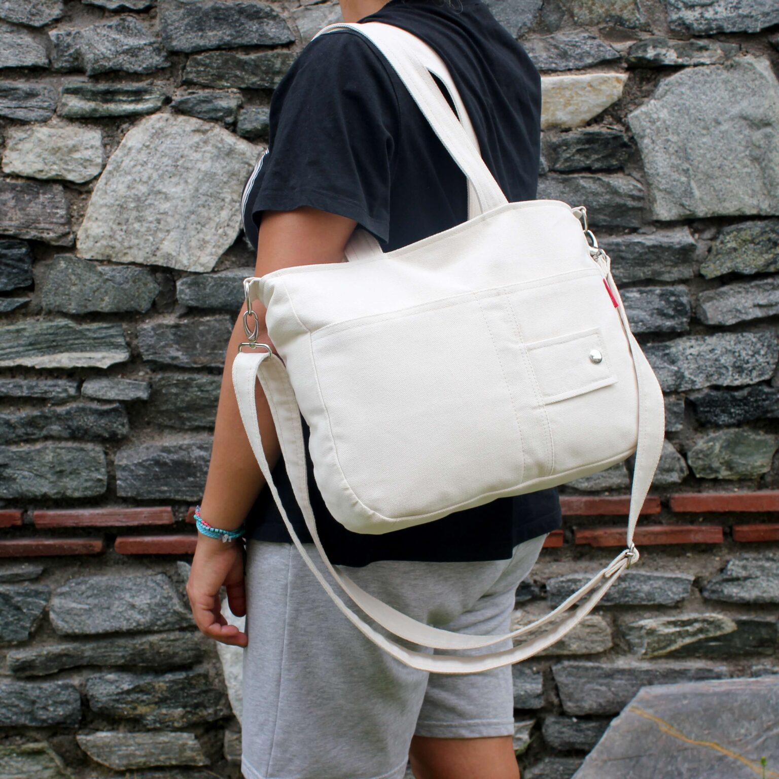 Canvas Shoulder Bag Crossbody Detachable Long Strap Tote Bag for Women ...