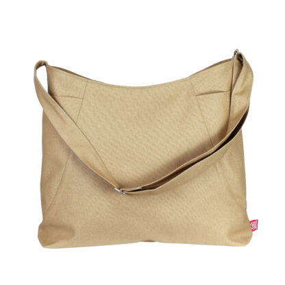 Camel Color Hobo Bag Large Side Pockets Zippered Canvas Shoulder ...