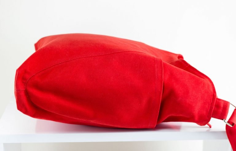 Red Canvas Crossbody Hobo Bag, Large Side Pockets, Long Adjustable ...