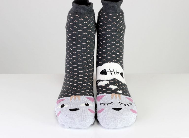 Cat Fish Socks Gift for Love Happy Socks Grey Fun Fashion Novelty