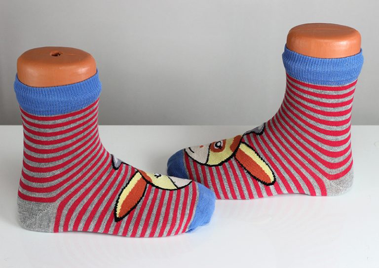 Striped Cartoon Socks Red Grey Funny Lovely Happy Fun Socks
