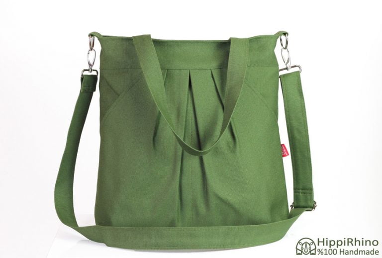Green Canvas Shoulder Crossbody Large Canvas Cute Tote Bag