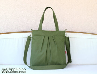 Green Canvas Shoulder Crossbody Large Canvas Cute Tote Bag