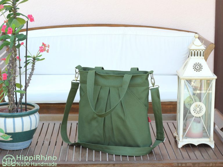 Green Canvas Shoulder Crossbody Large Canvas Cute Tote Bag
