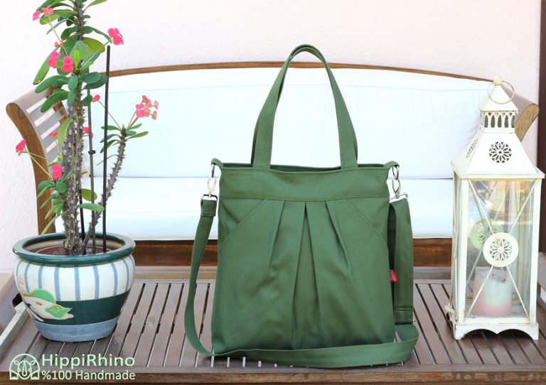 Green Canvas Shoulder Crossbody Large Canvas Cute Tote Bag