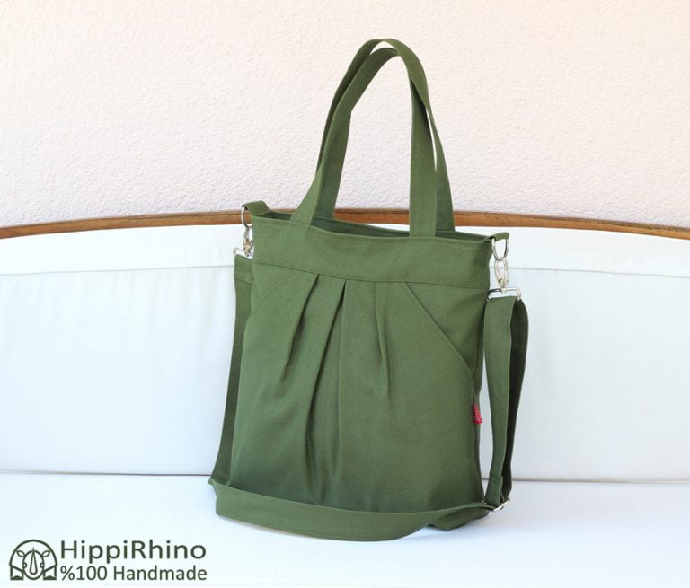 Green Canvas Shoulder Crossbody Large Canvas Cute Tote Bag