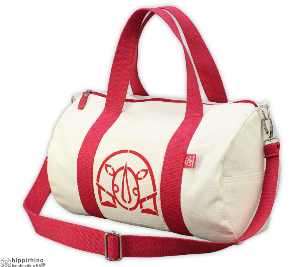 Maroon Canvas Duffel Sports Bag Medium Cotton Webbing Handle Long Strap ...