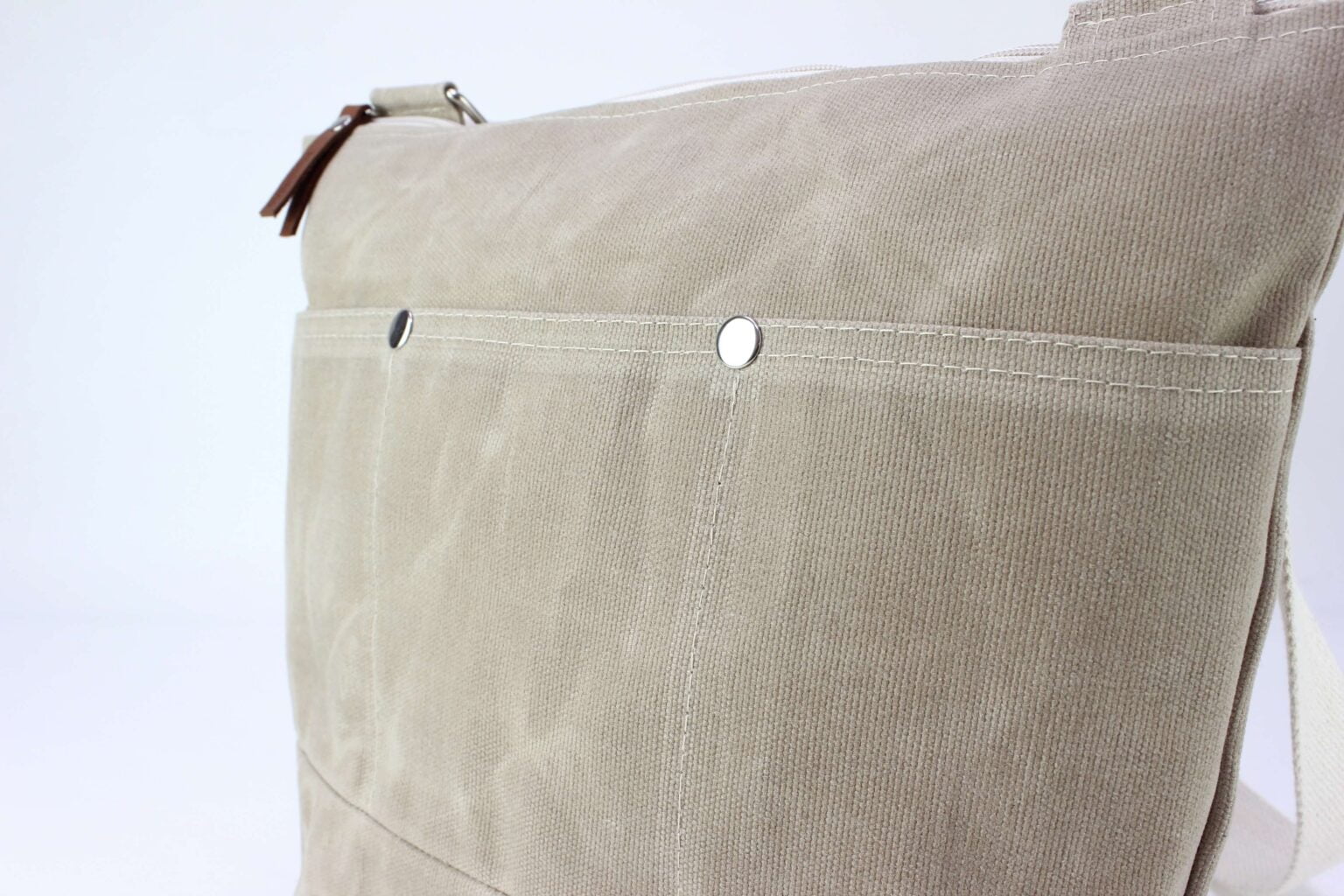 Waxed Canvas Tote Bag, Top Zipper Closure, Multi Pockets Tote, Long ...