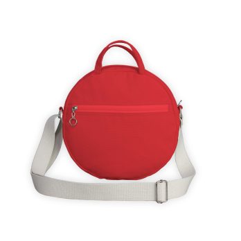 Red Round Crossbody Shoulder Circle Canvas Purse Bag Women