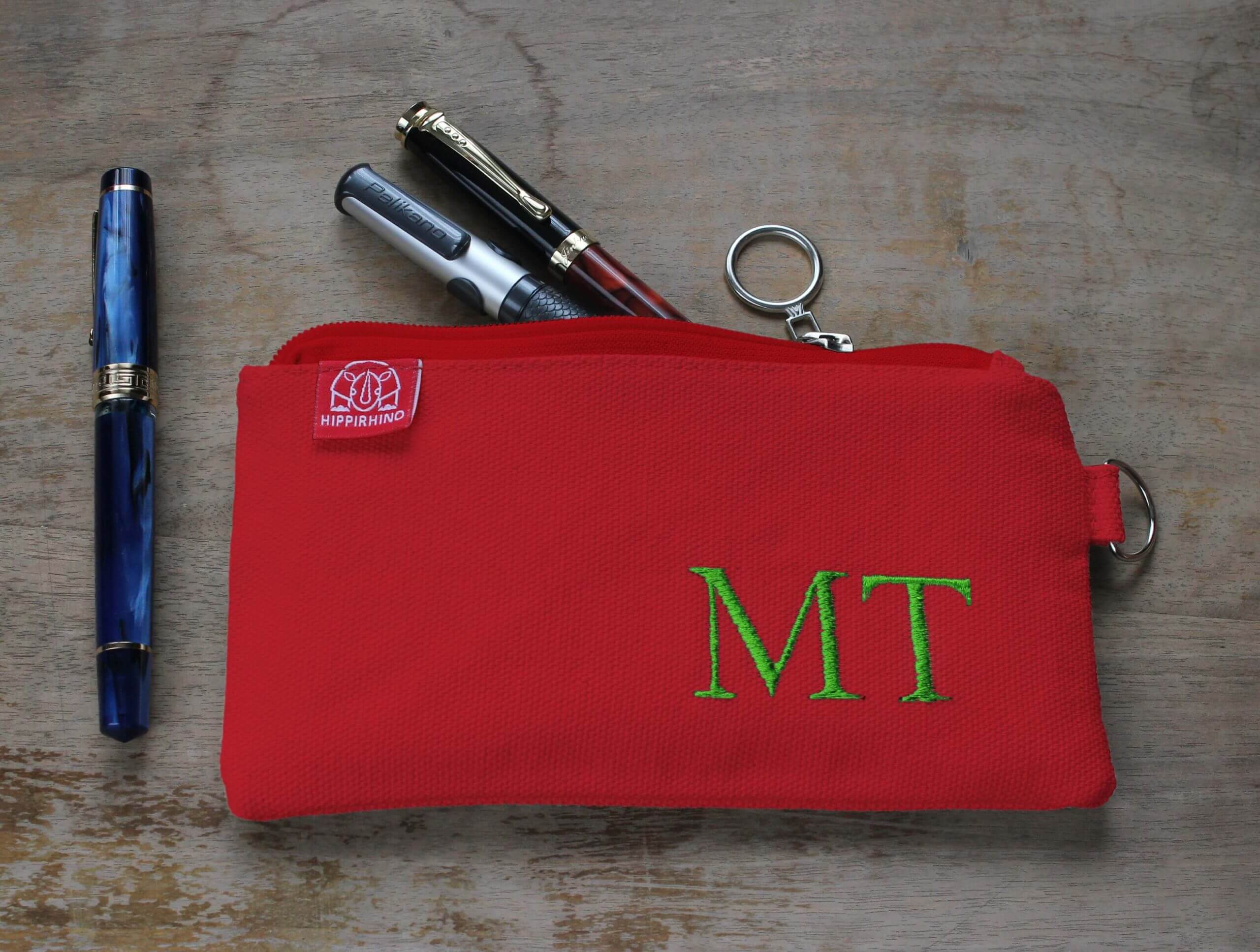 Custom Pencil Case with Name Red Pen Pouch Personalized Embroidered ...
